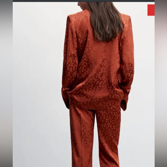 Mango | Jackets & Coats | Nwt Mango Jacquard Rust Colored Satin Blazer ...